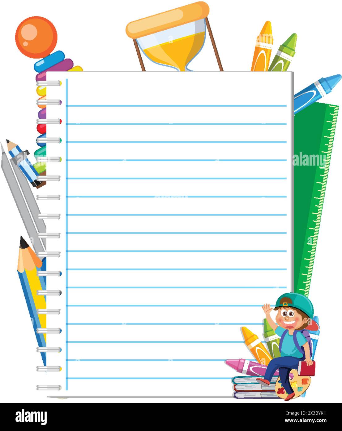 Vector illustration of school supplies and notebook Stock Vector Image ...