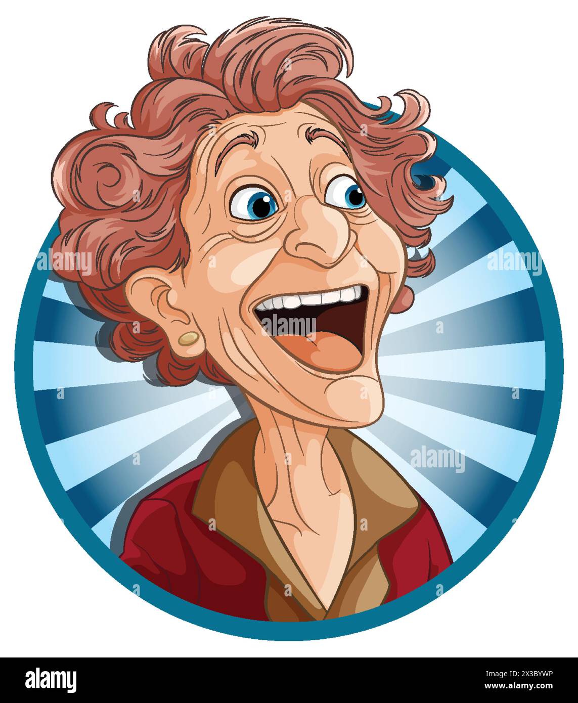 Vector illustration of a happy, smiling elderly woman Stock Vector ...