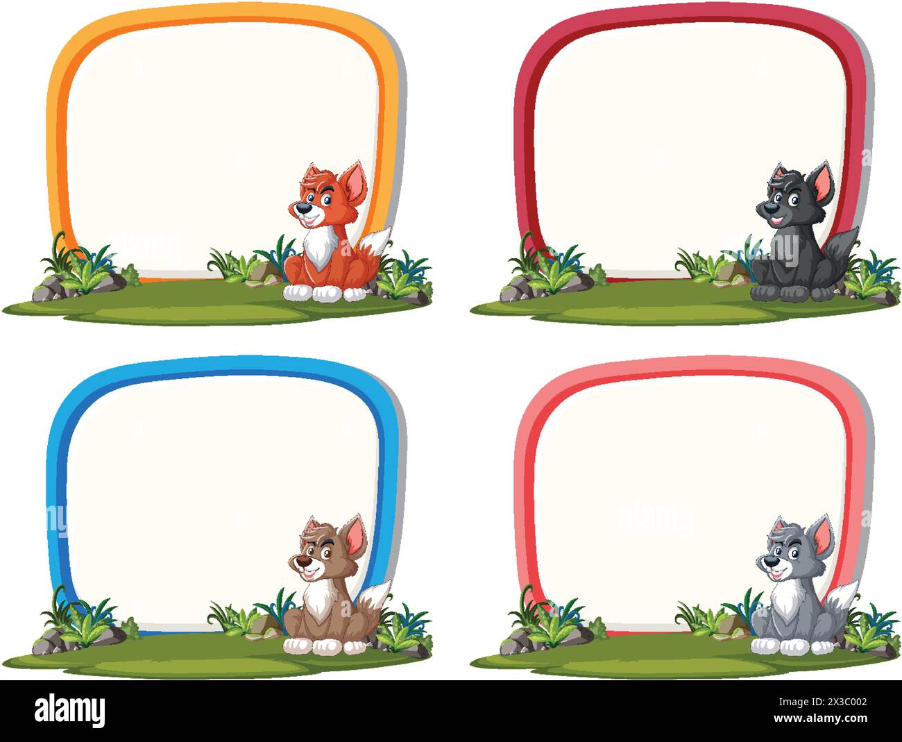 Four frames featuring playful cartoon cats Stock Vector Image & Art - Alamy