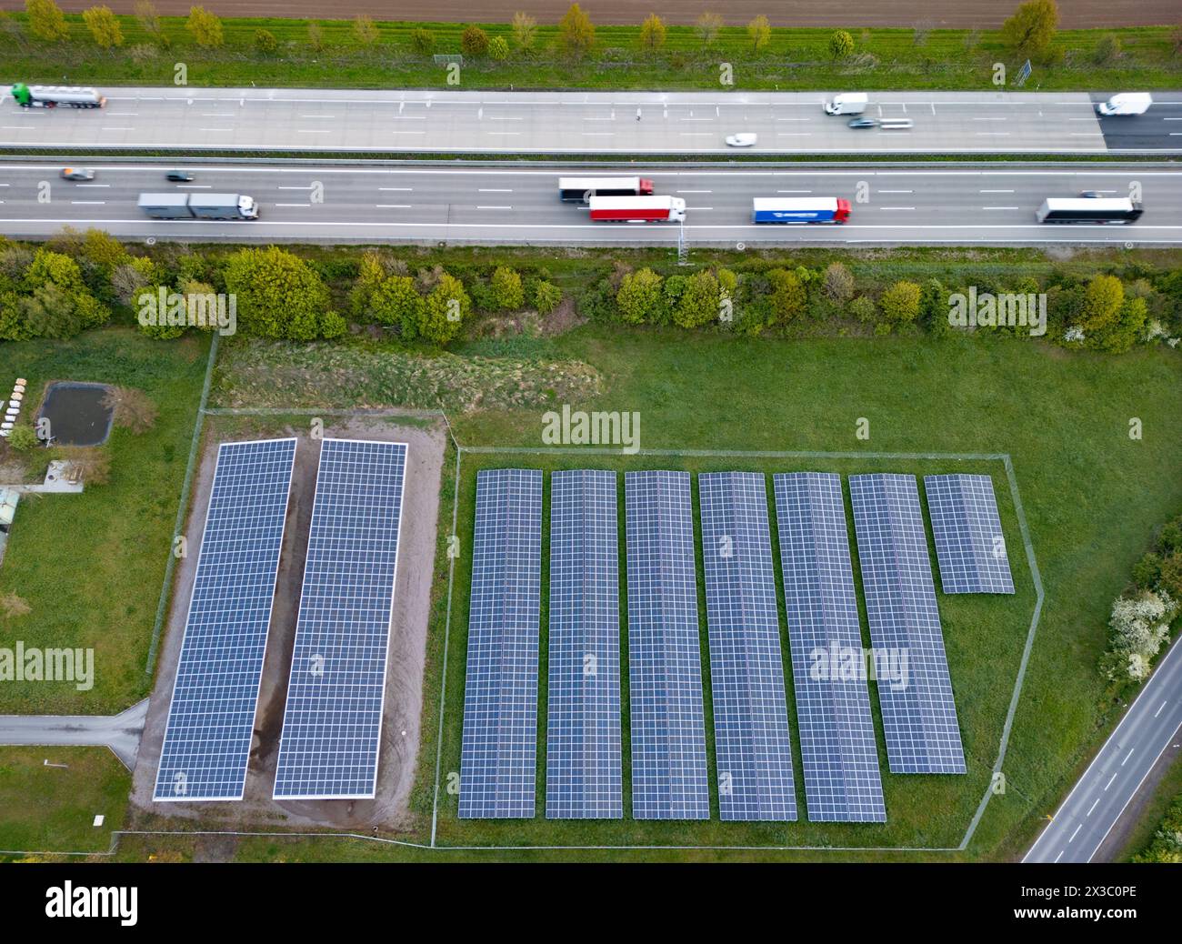 Wilsdruff, Germany. 26th Apr, 2024. A solar park is located on the ...