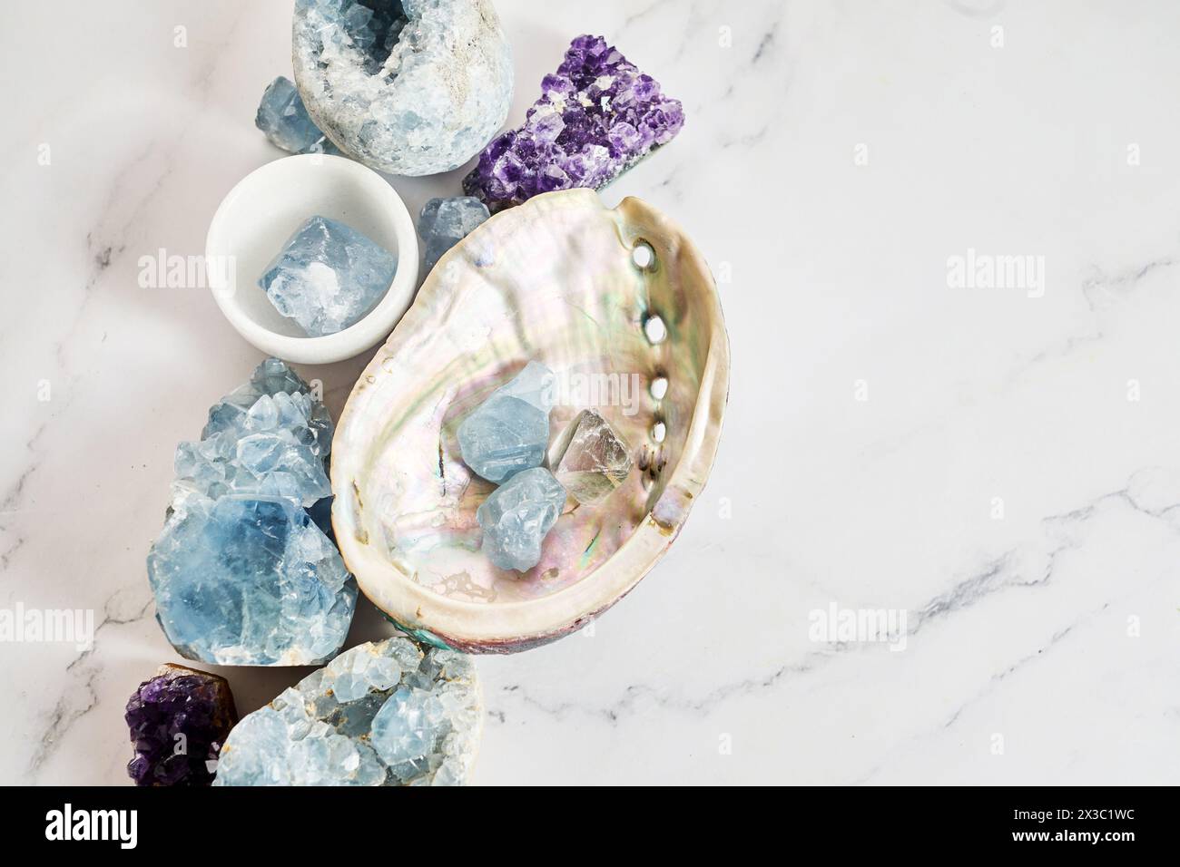 Elegant Gemstone Collection Display. Various gemstones and crystals ...