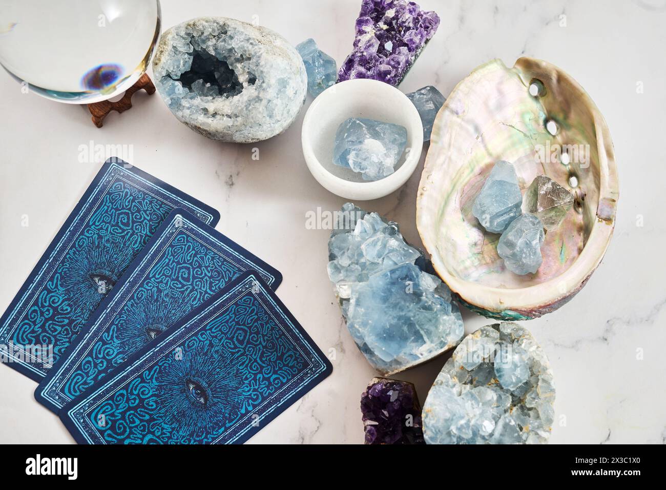 Crystal Healing and Tarot Reading Setup Stock Photo - Alamy