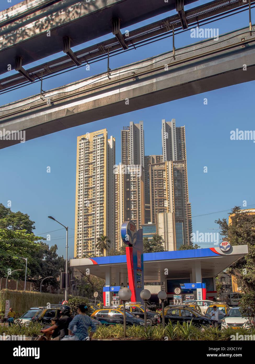 02 25 2024 Tall multi-storied buildings behind the 30 feet high ...