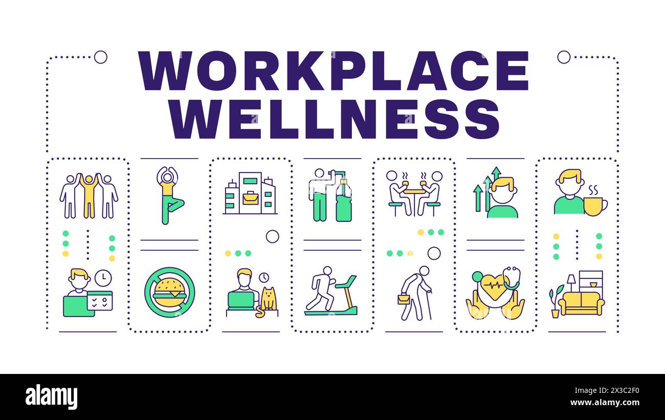 Workplace wellness blue word concept isolated on white Stock Vector ...