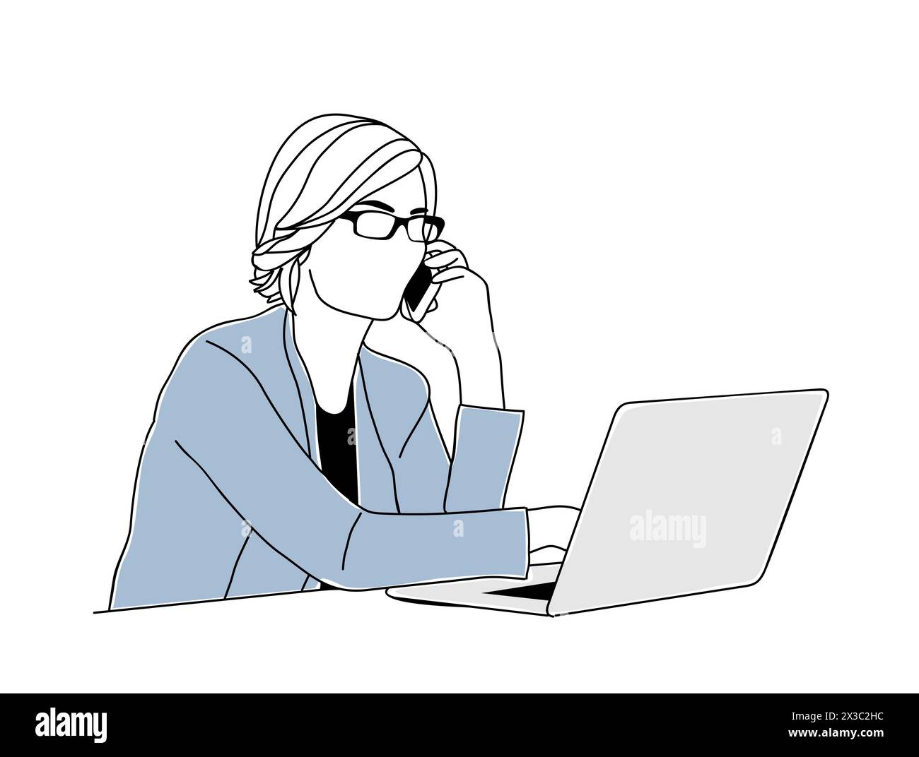 Business woman typing phone Stock Vector Images - Alamy