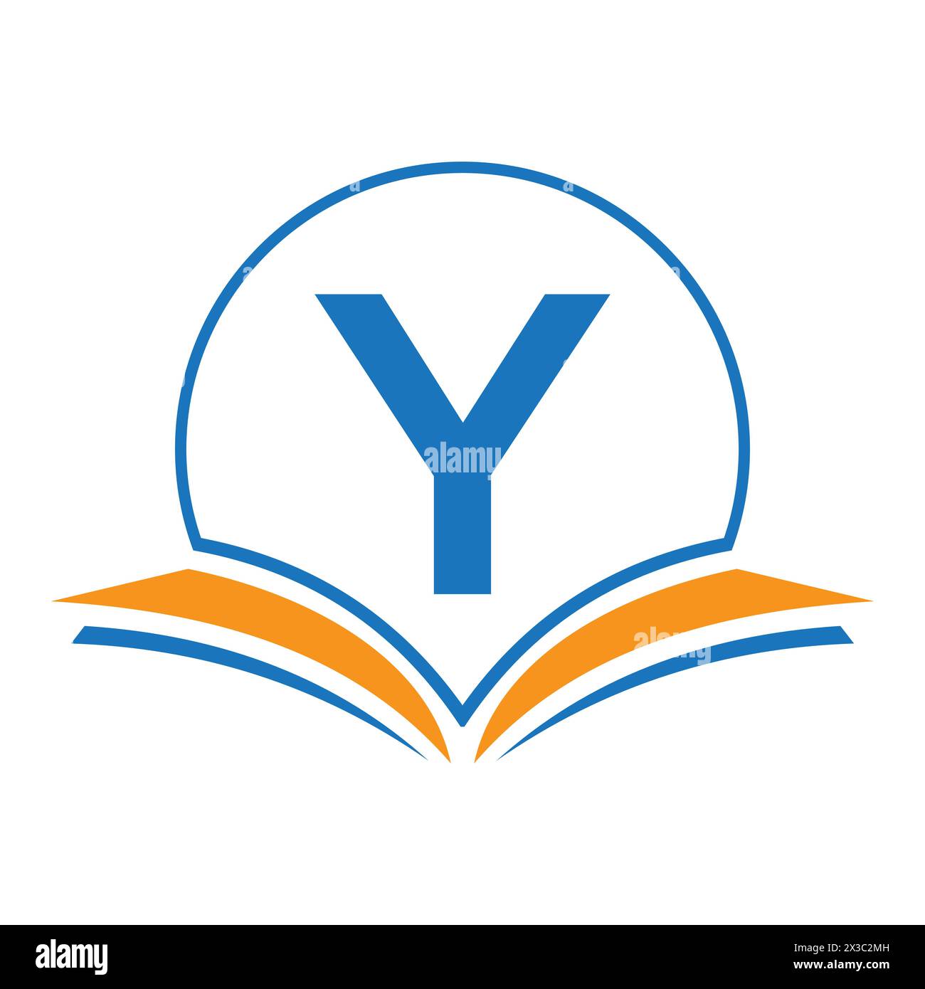 Monogram Education Logo On Letter Y Concept With Open Book Icon Stock ...
