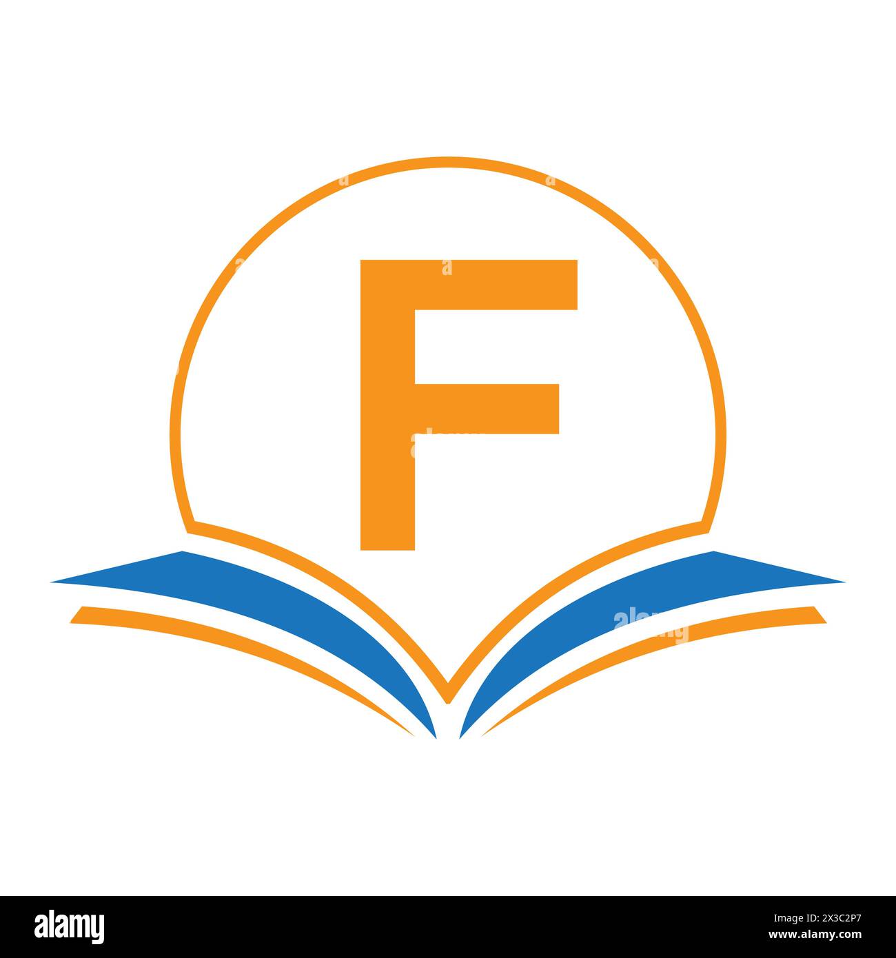 Monogram Education Logo On Letter F Concept With Open Book Icon Stock ...