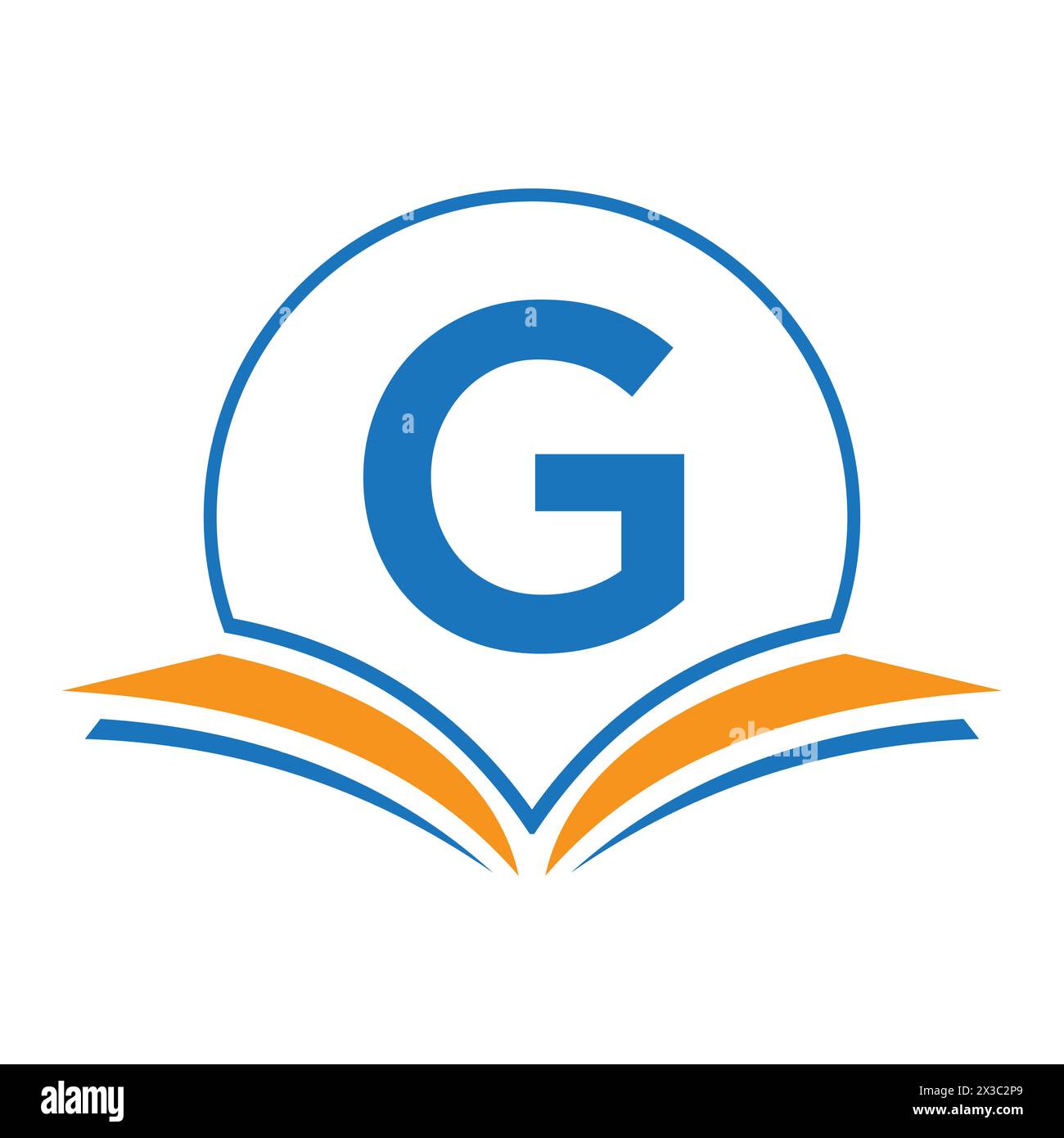 Monogram Education Logo On Letter G Concept With Open Book Icon Stock ...