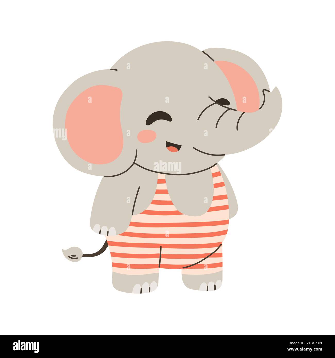 Cute Elephant summer vector illustration. Enjoying Hot Summer in ...