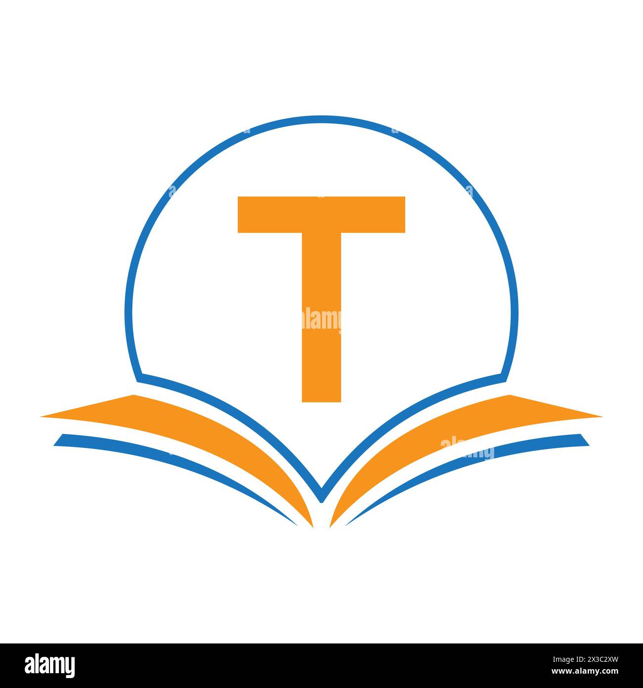 Monogram Education Logo On Letter T Concept With Open Book Icon Stock ...