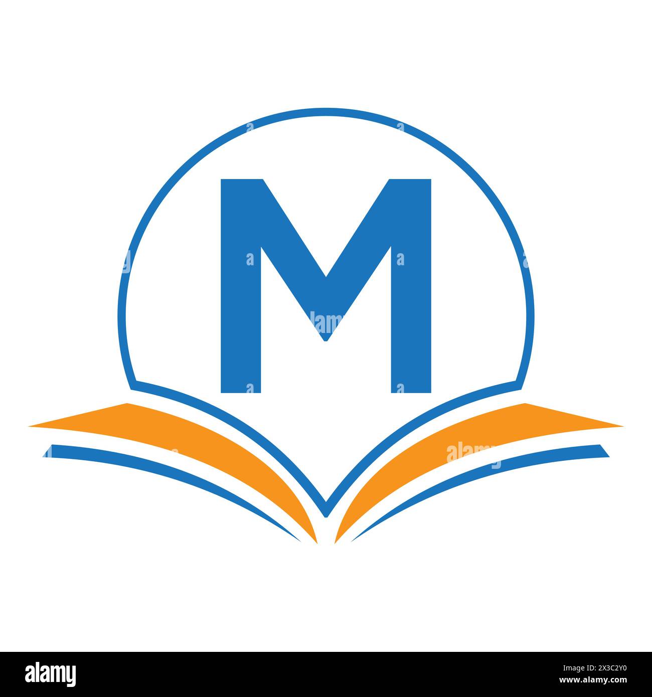 Monogram Education Logo On Letter M Concept With Open Book Icon Stock ...