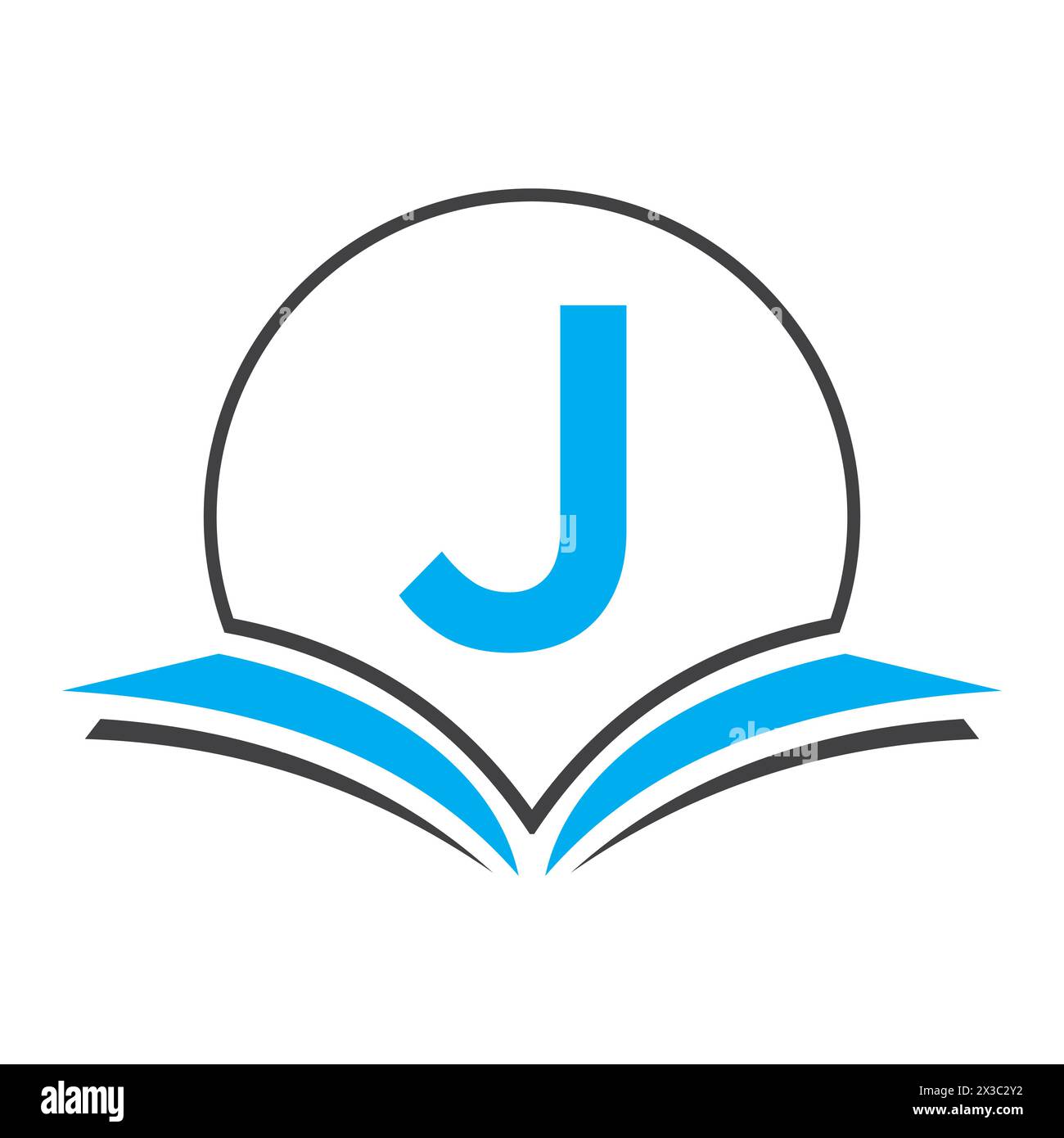 Monogram Education Logo On Letter J Concept With Open Book Icon Stock ...