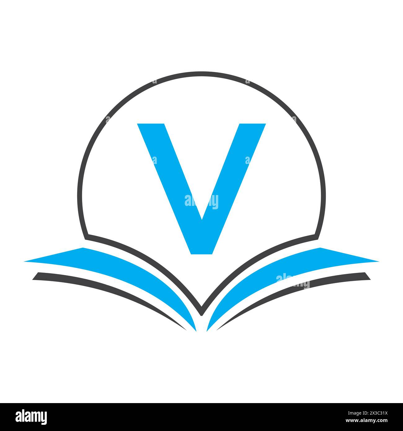 Monogram Education Logo On Letter V Concept With Open Book Icon Stock ...