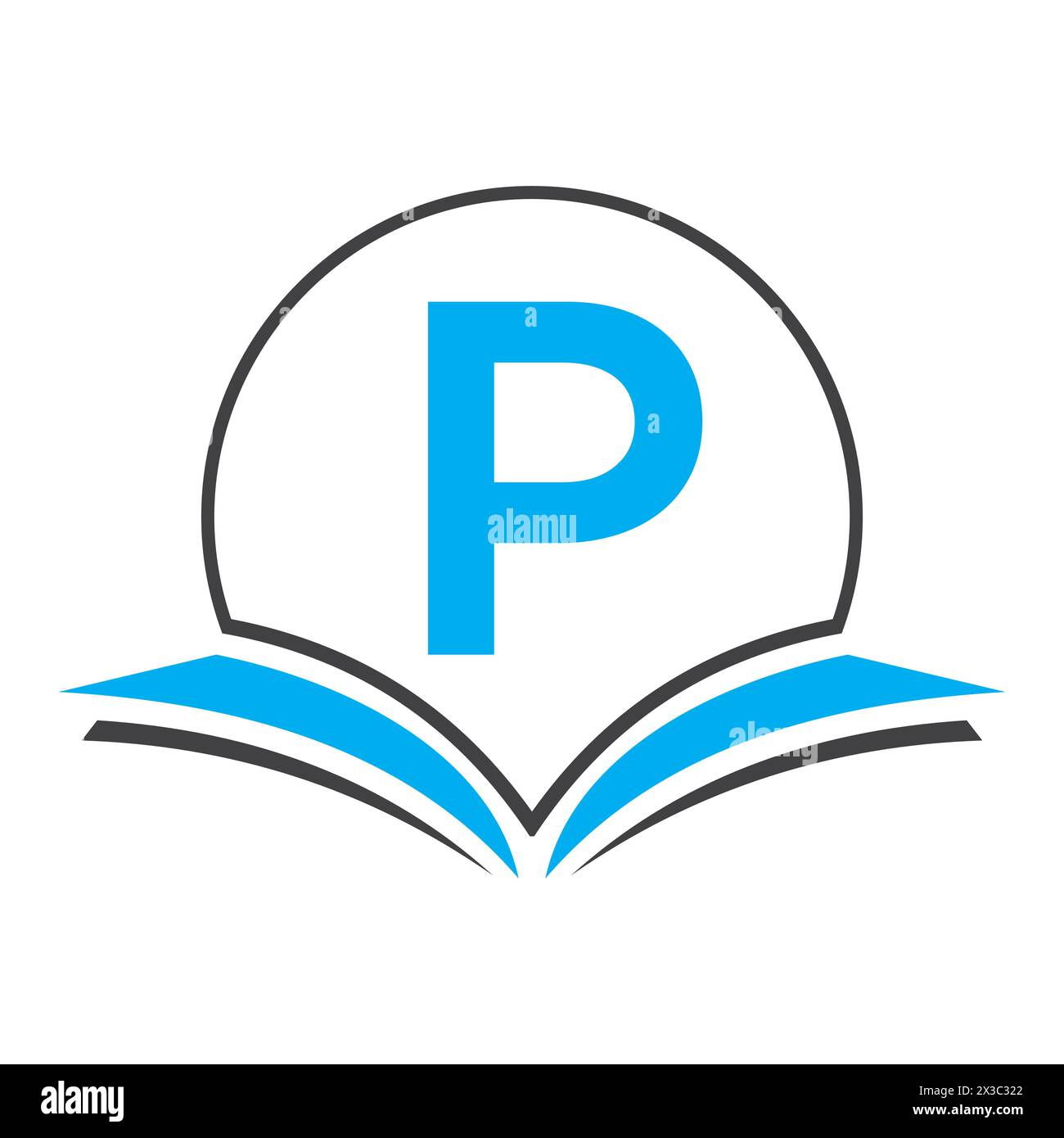 Monogram Education Logo On Letter P Concept With Open Book Icon Stock ...