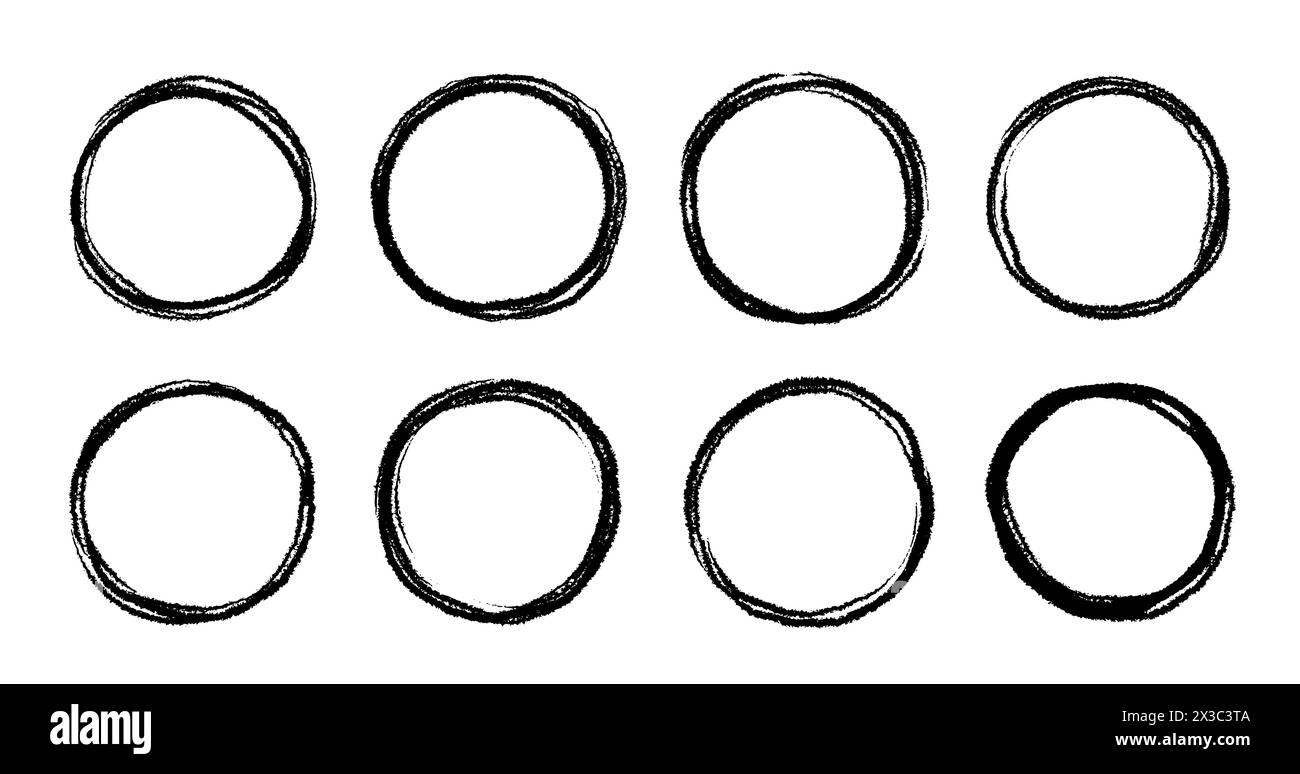 Round circular logo hand drawn brush stroke icon frame element. Round ...