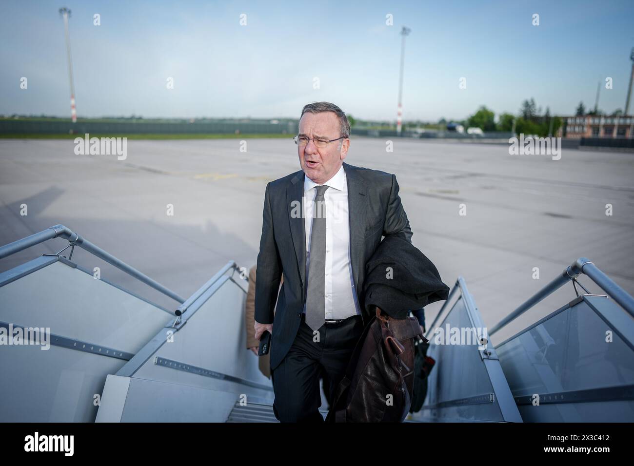 26 April 2024, Brandenburg, Schönefeld: Federal Minister of Defense ...