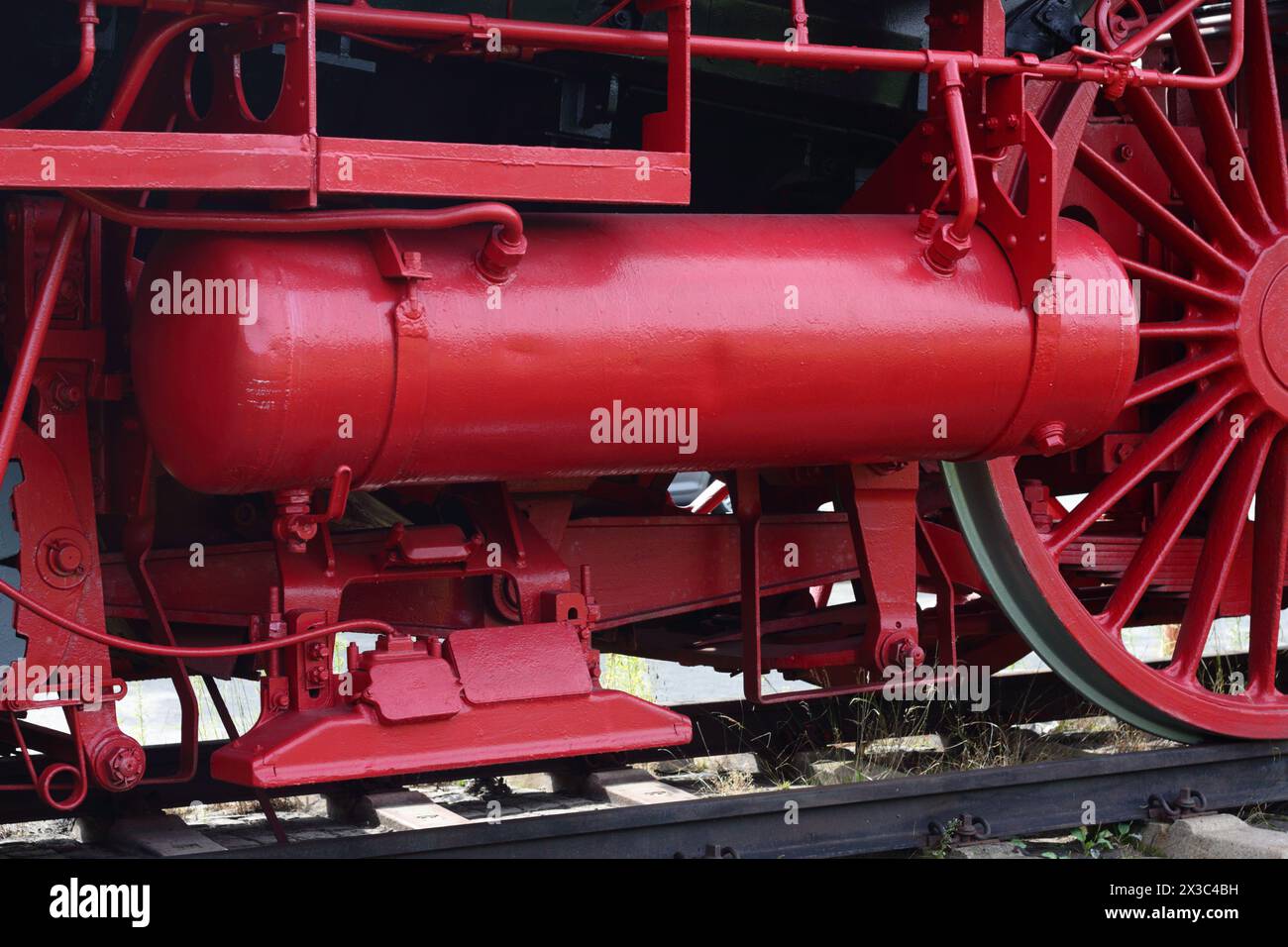 Old Steam engine wheels Close Up Stock Photo - Alamy