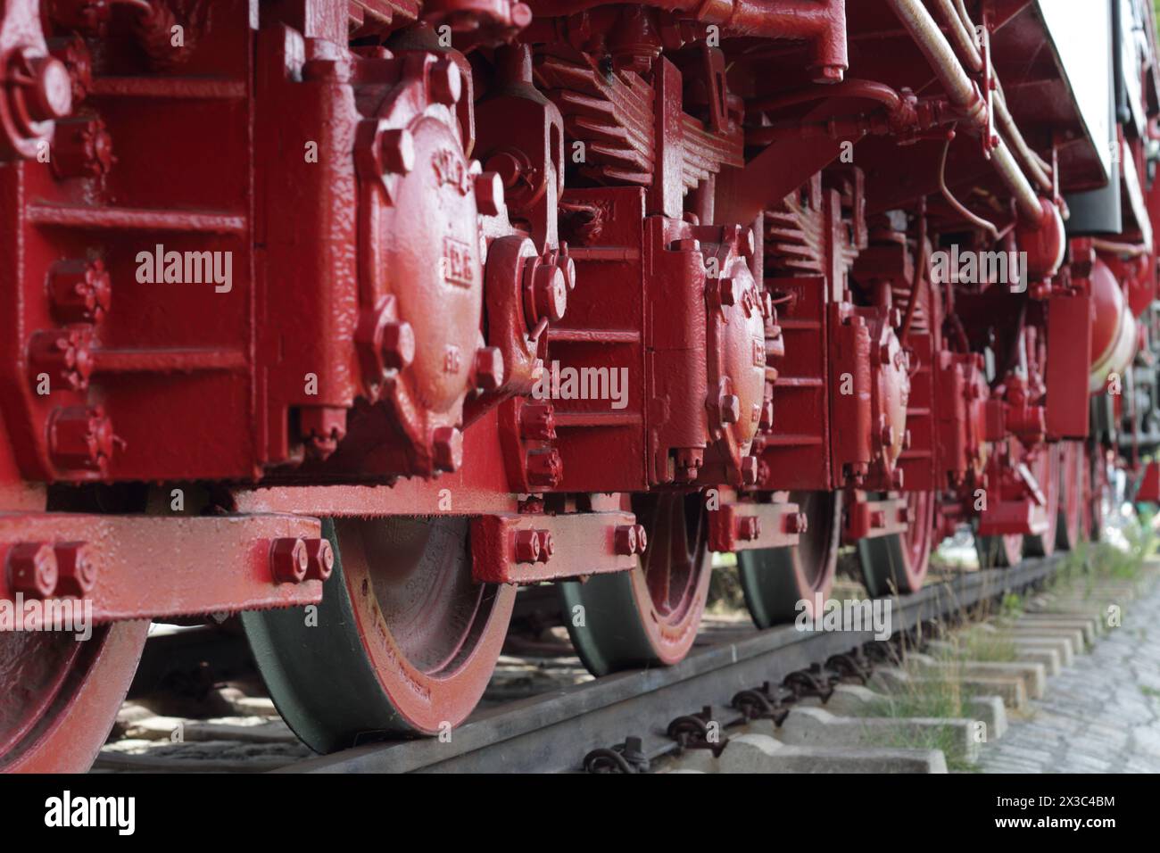 Old Steam engine wheels Close Up Stock Photo - Alamy