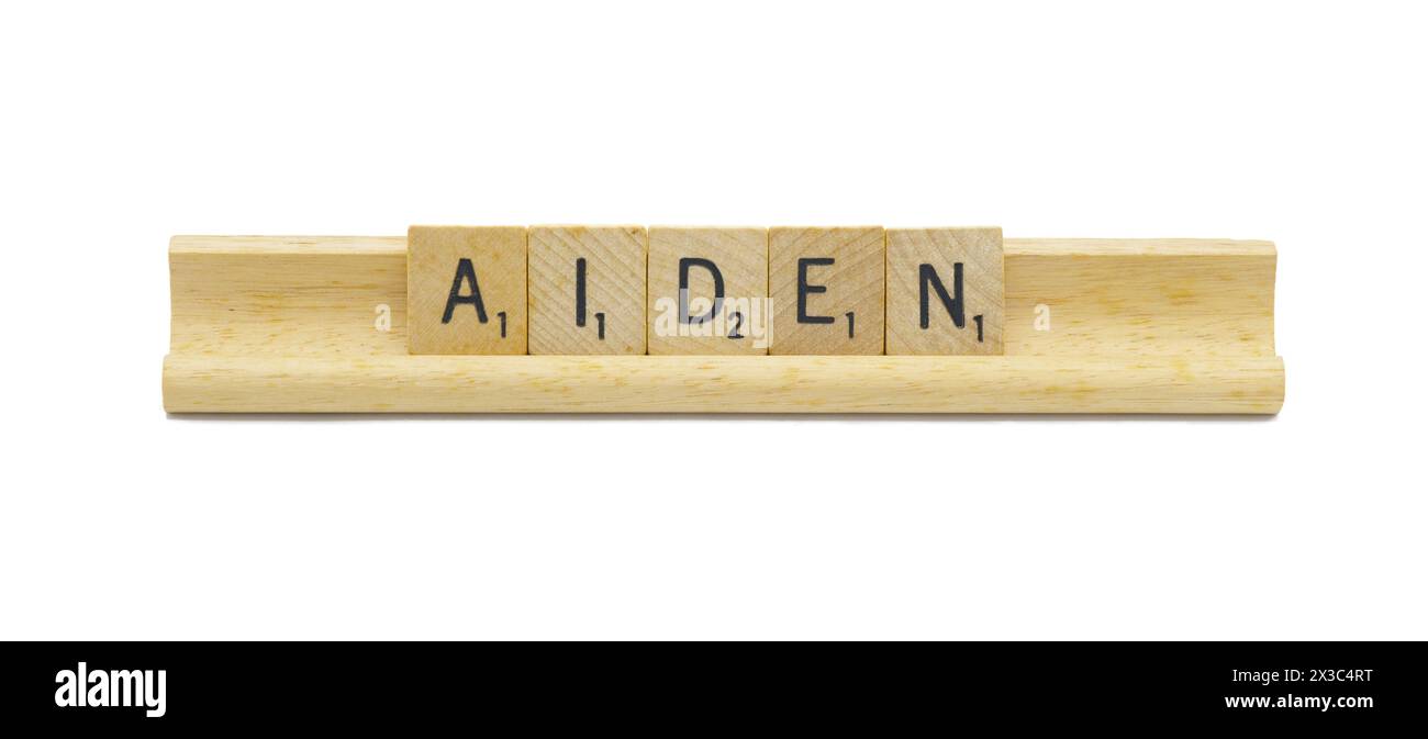 Miami, FL 4-18-24 popular baby boy first name of AIDEN made with square ...