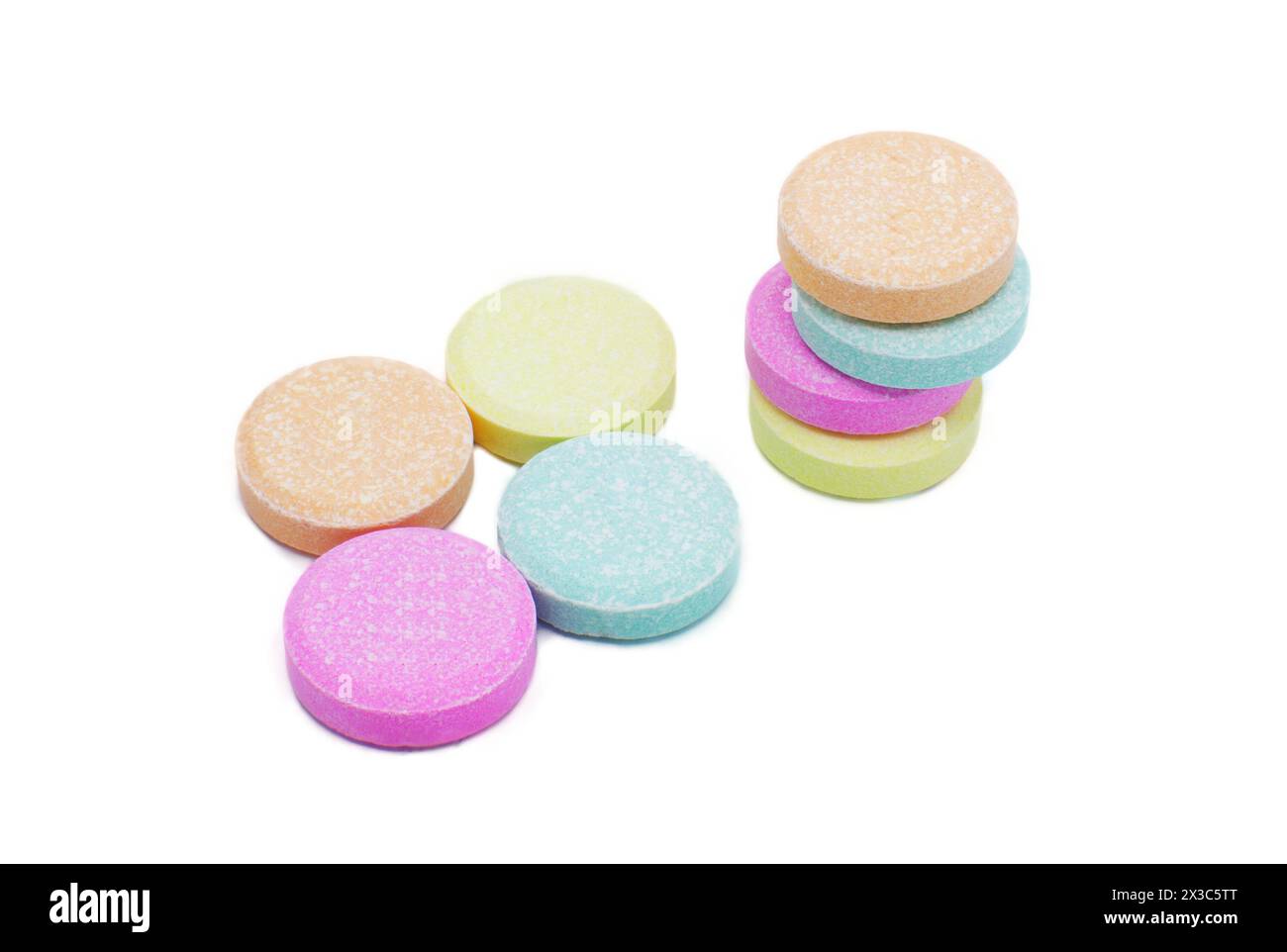 Chewable Antacid tablets for medication, health care concept. Close up ...