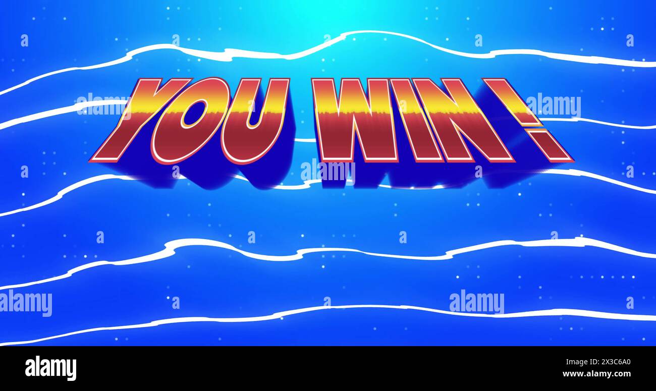 Image of you win text over neon pattern Stock Photo - Alamy