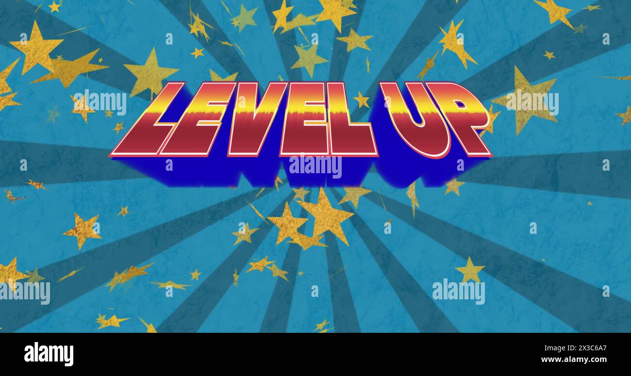 Image of level up text over stars and stripes pattern Stock Photo - Alamy