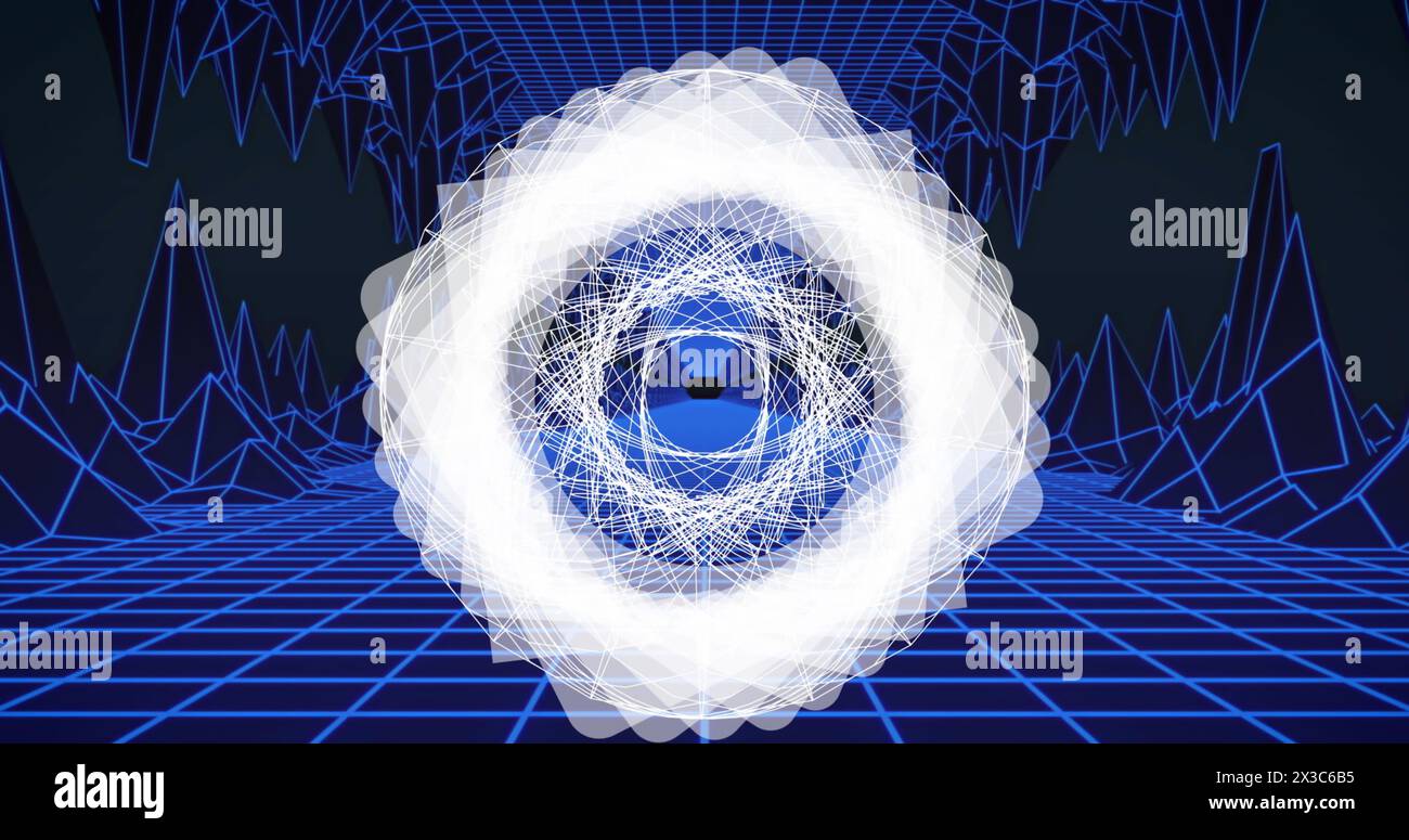 Image of multiple white geometric shapes spinning on seamless loop with ...