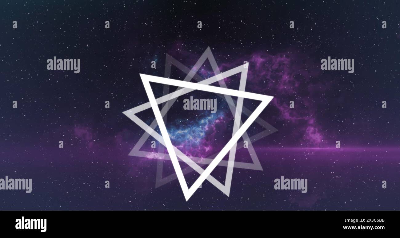 Animation white triangles spinning over hi-res stock photography and ...