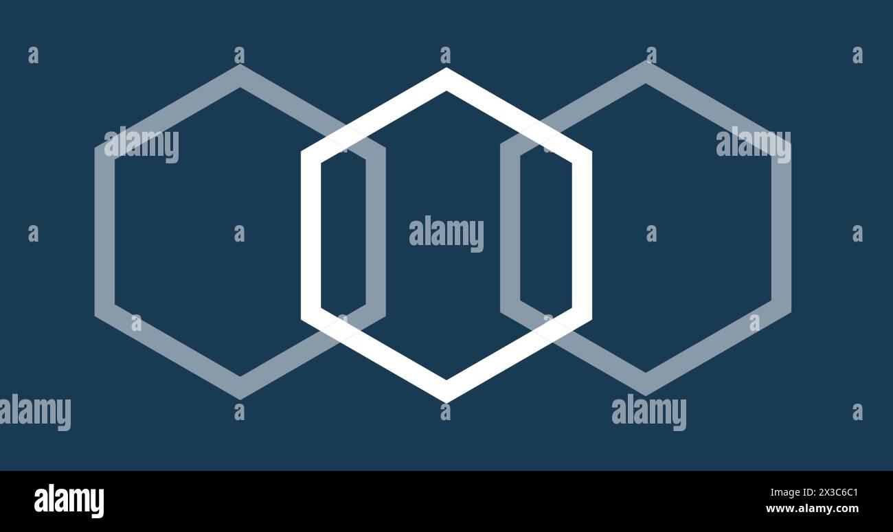 Image of multiple white hexagons spinning on seamless loop on blue ...