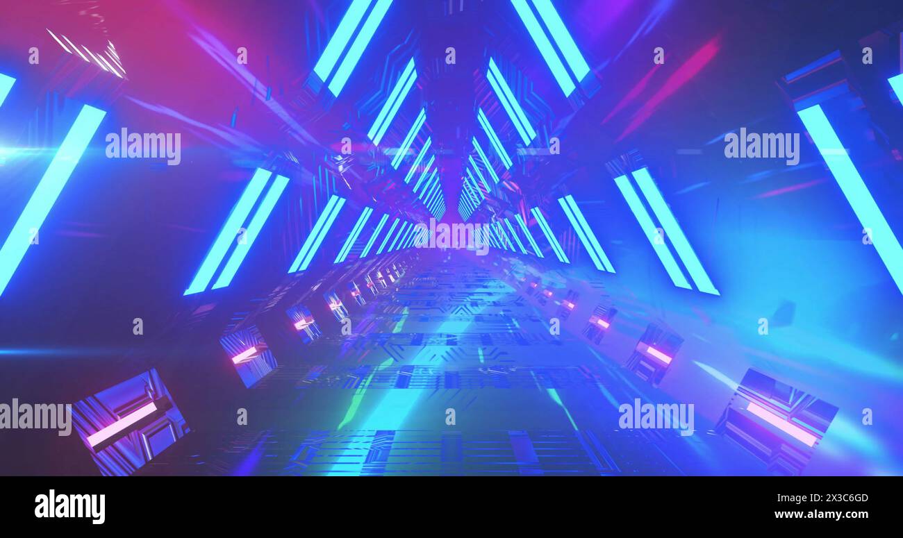 Digital animation triangular glowing tunnel hi-res stock photography ...