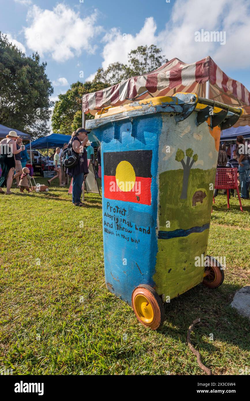 A Sulo bin painted with an Aboriginal flag, urging people to protect ...