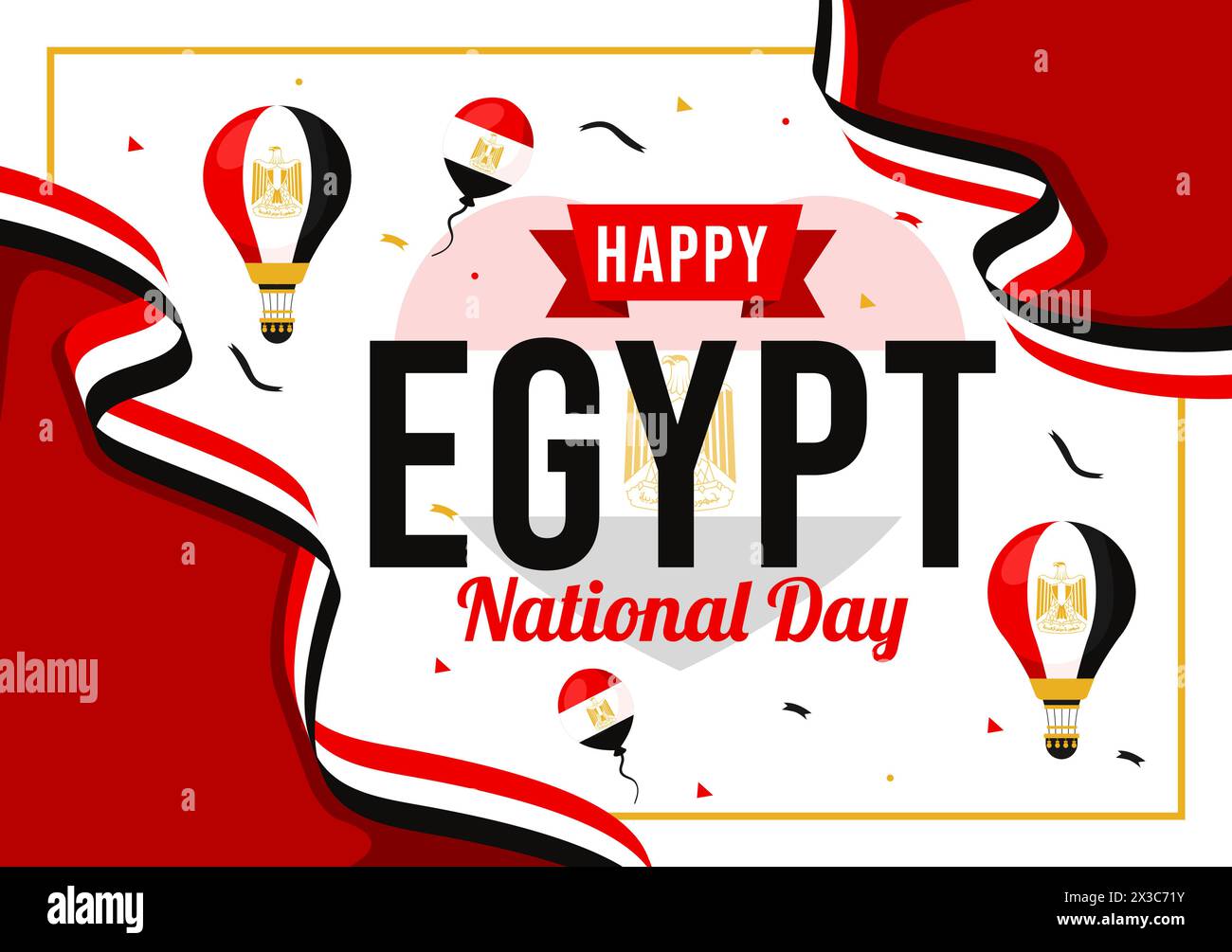 Happy Egypt Revolution Day Vector Illustration on July 23 with Waving ...