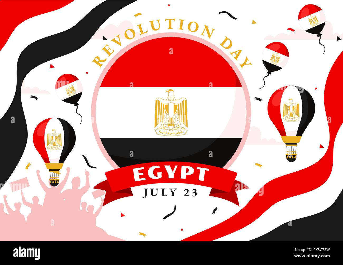 Happy Egypt Revolution Day Vector Illustration on July 23 with Waving ...