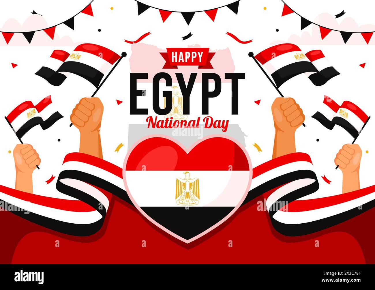 Happy Egypt Revolution Day Vector Illustration on July 23 with Waving ...