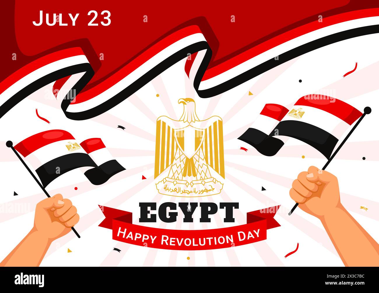 Happy Egypt Revolution Day Vector Illustration on July 23 with Waving ...