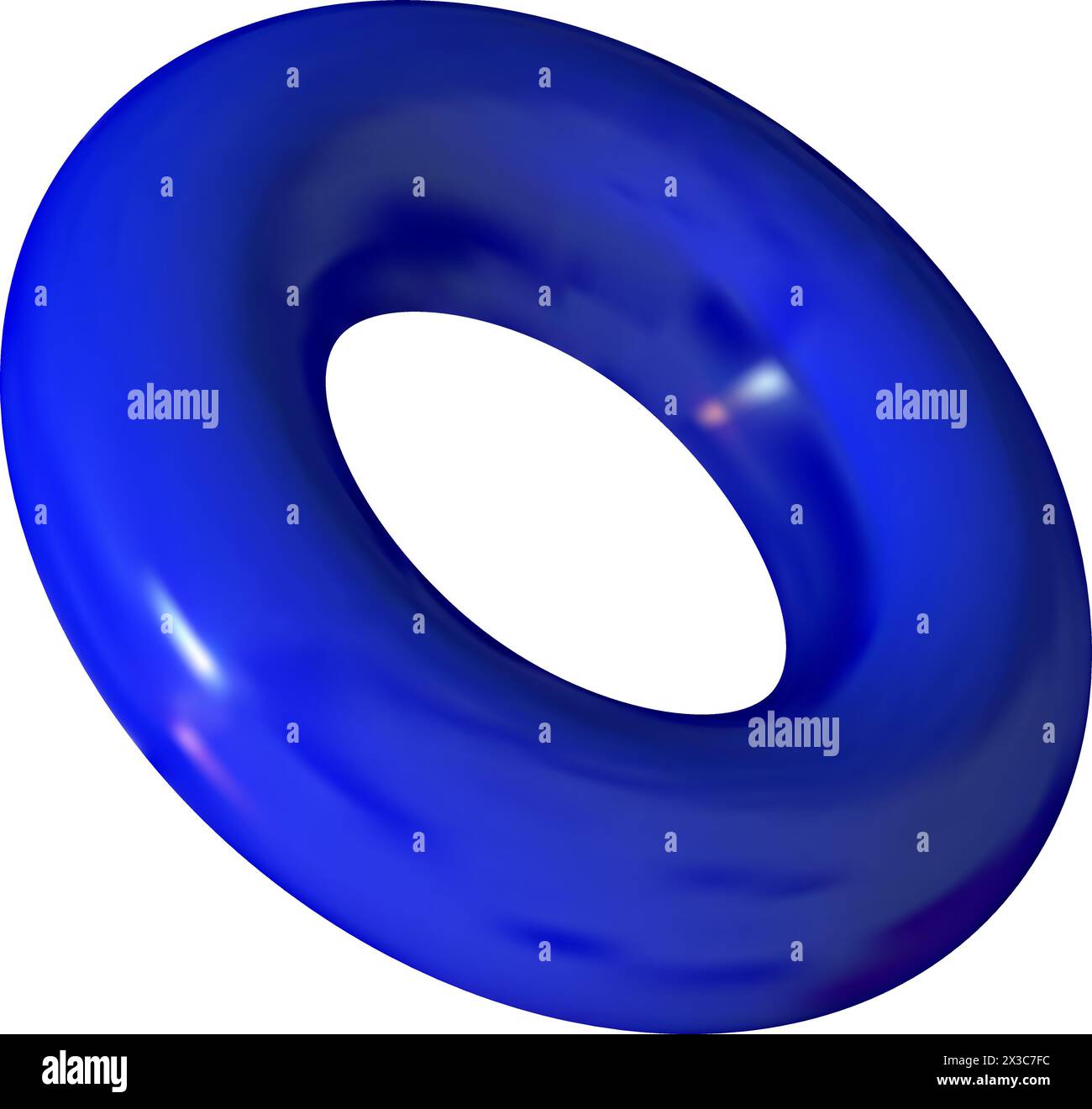 Isolated colorful torus in 3D perspective. Abstract geometric donut ...
