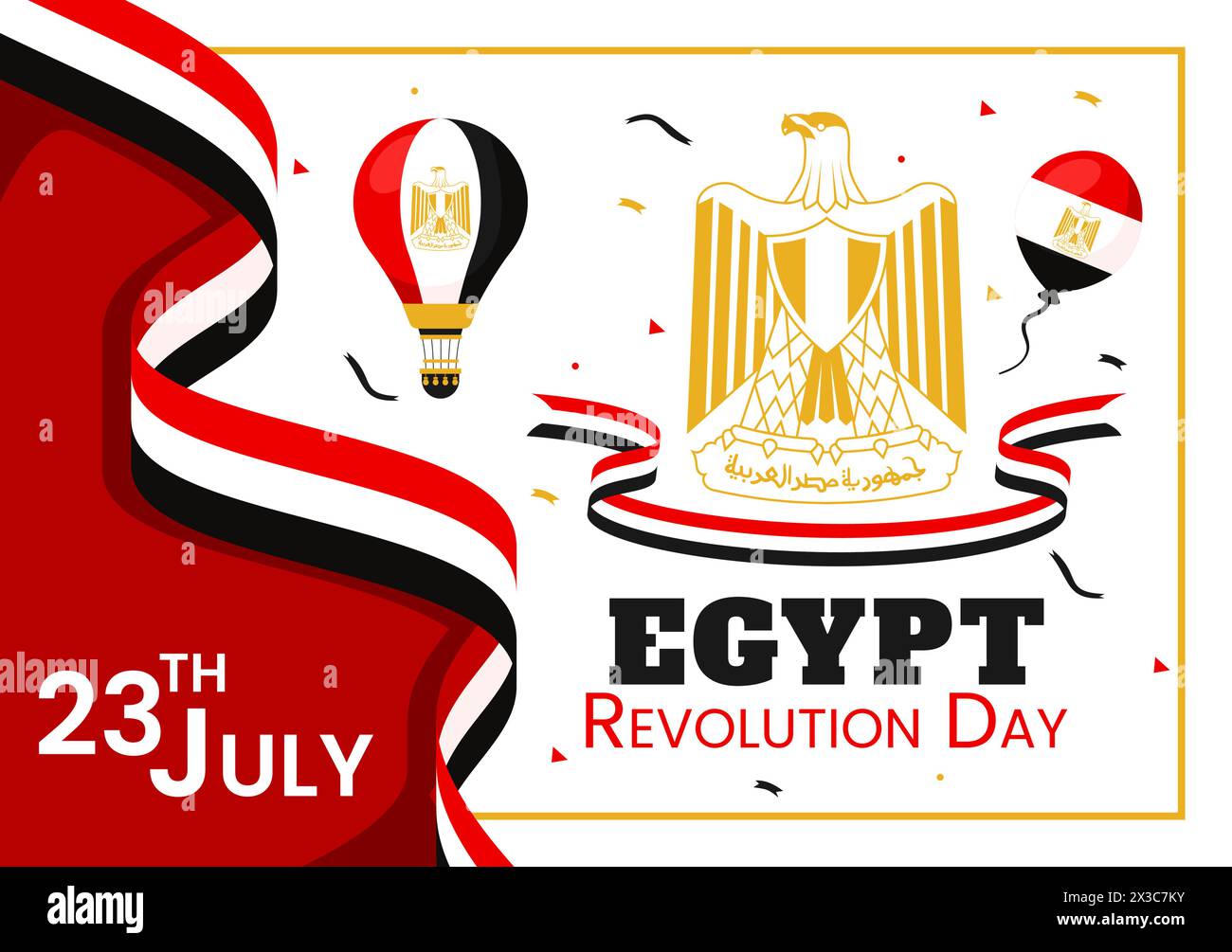 Happy Egypt Revolution Day Vector Illustration on July 23 with Waving ...