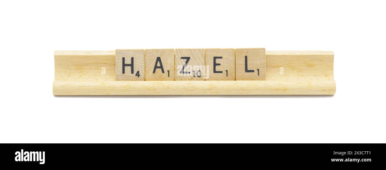 concept of popular newborn baby girl first name of HAZEL made with ...