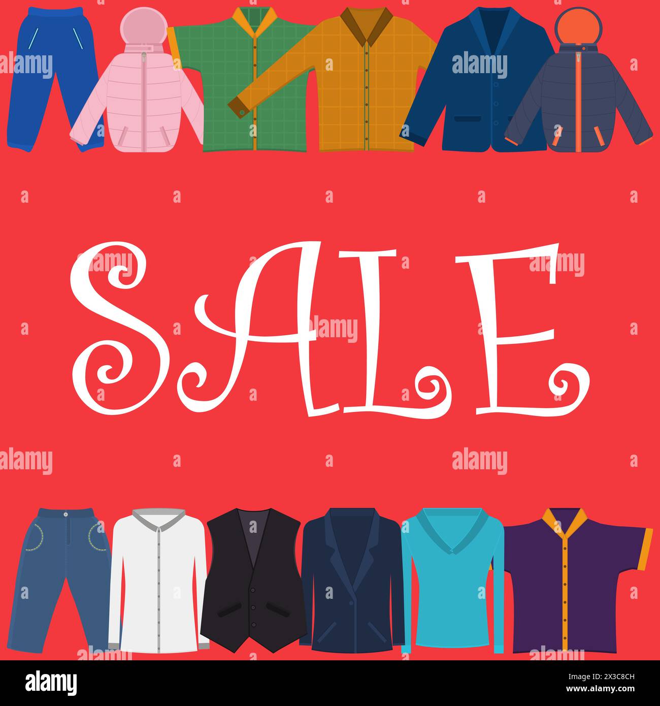 Clothing sale.Template for advertising poster, billboard with set ...