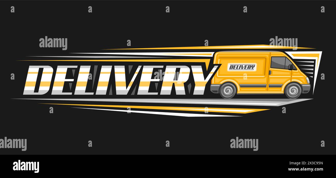Vector logo for Delivery Van, decorative sign board with illustration ...
