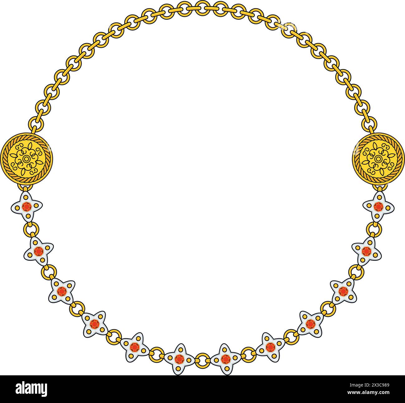 Round Chain frame. Circle chains border. Boho bracelet Stock Vector ...