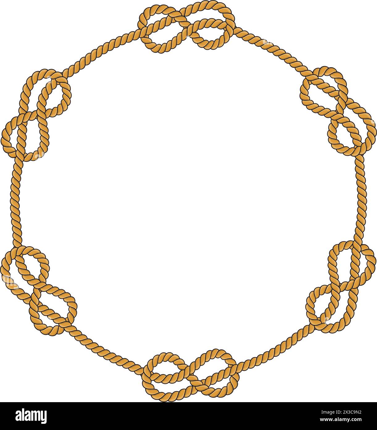 Hexagonal rope frame isolated on white background. Twisted cord Stock ...