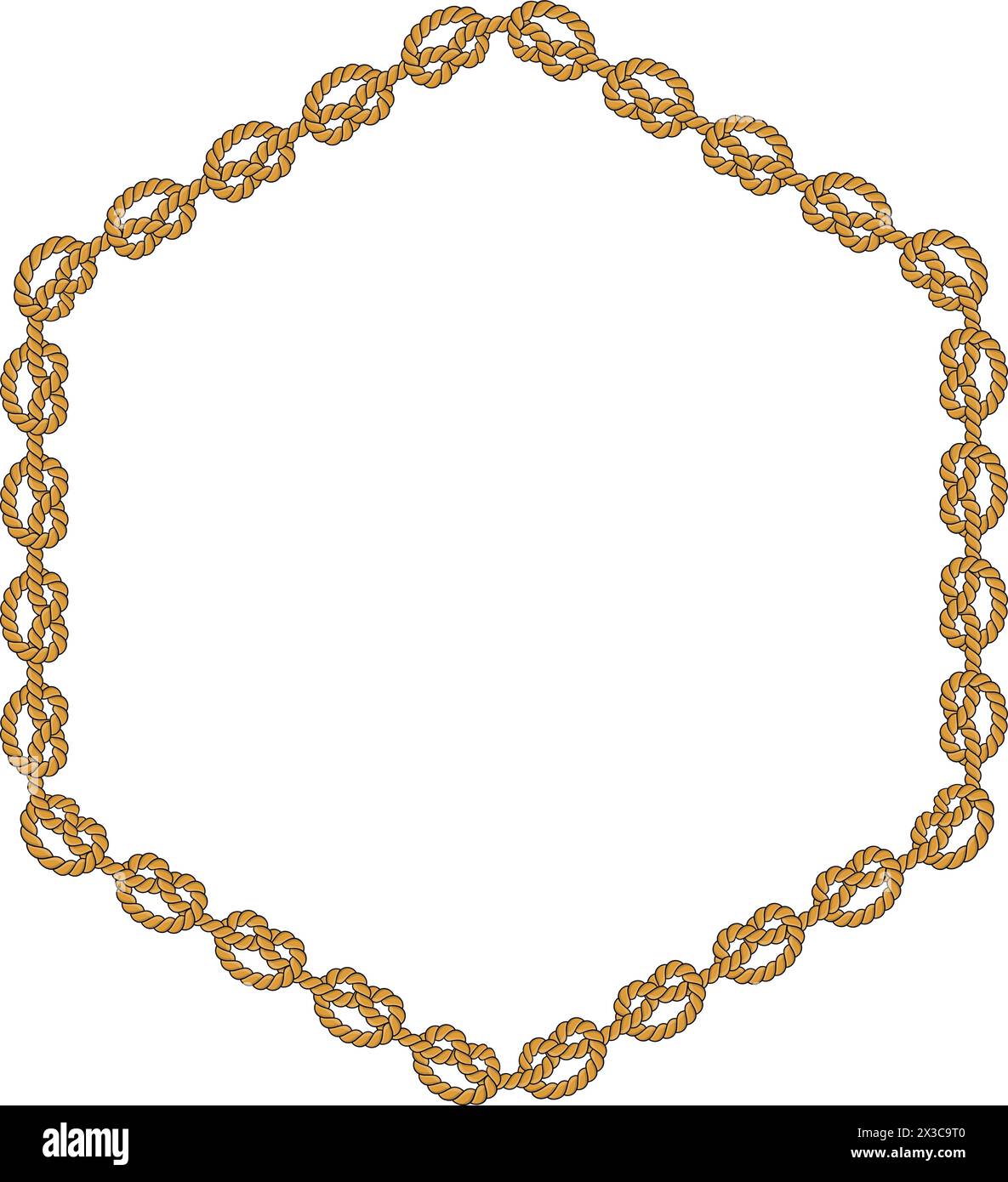 Hexagonal rope frame isolated on white background. Twisted cord Stock ...