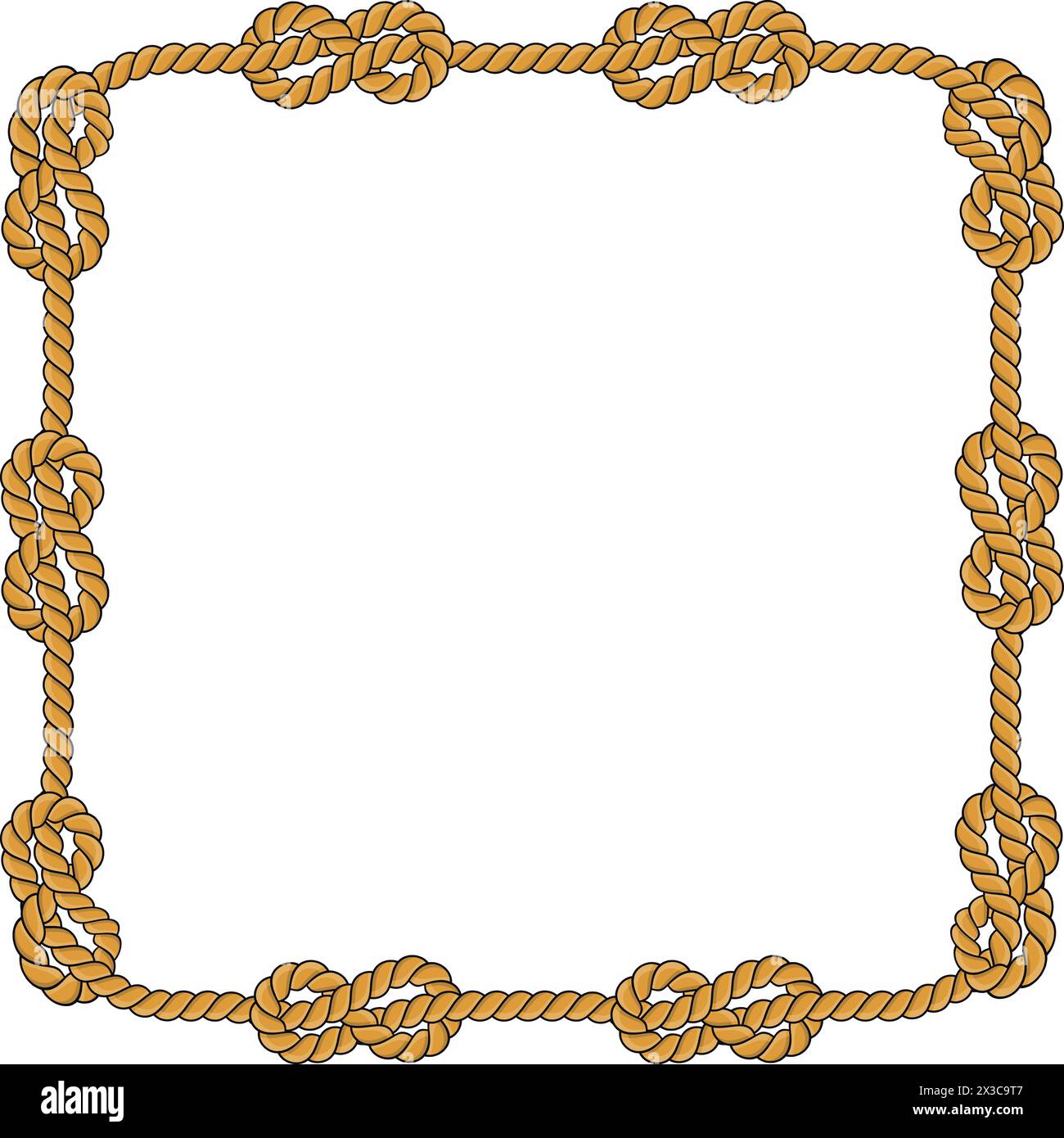 Square rope frame isolated on white background. Twisted cord Stock ...