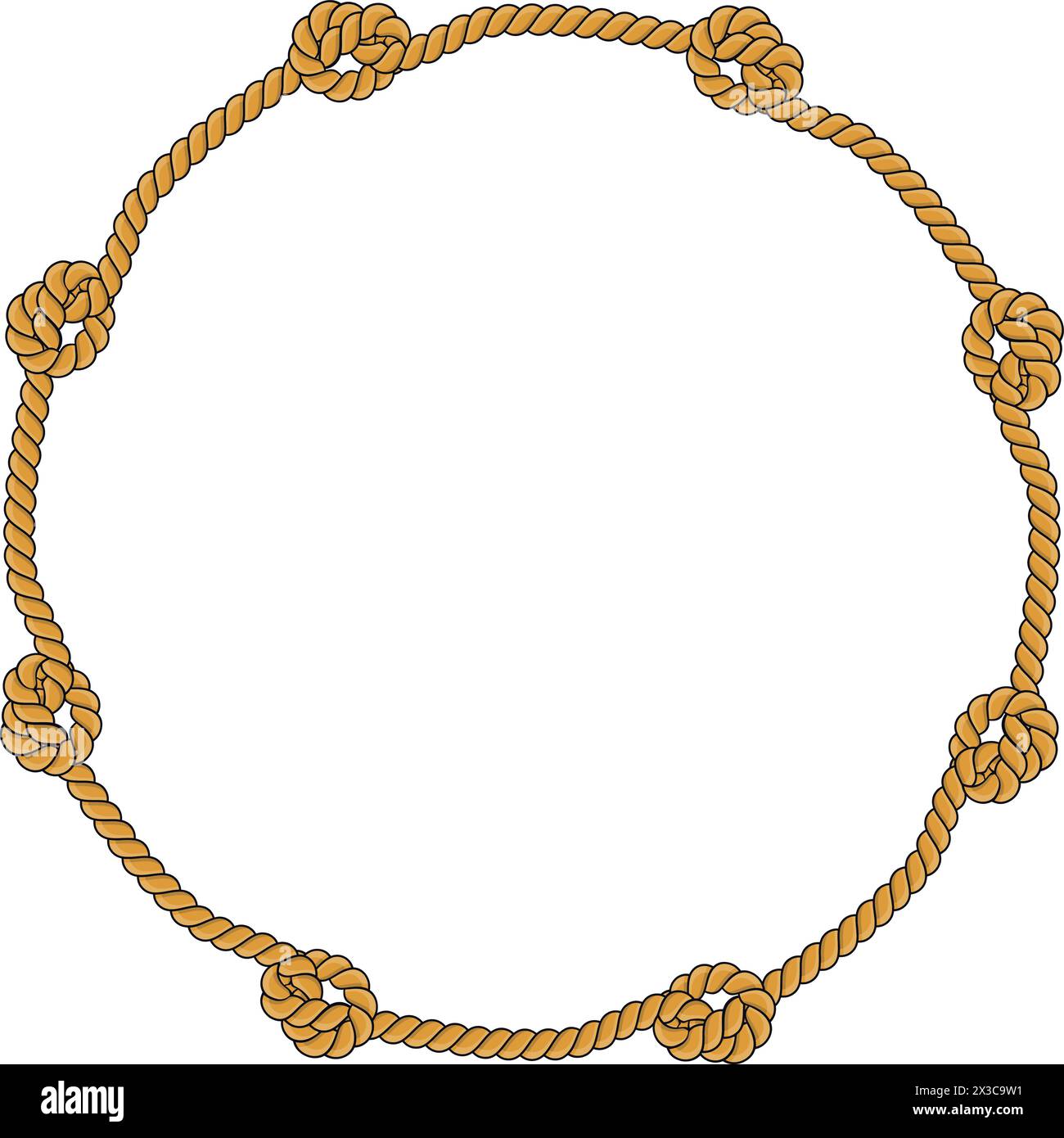 Round rope frame isolated on white background. Twisted cord Stock ...