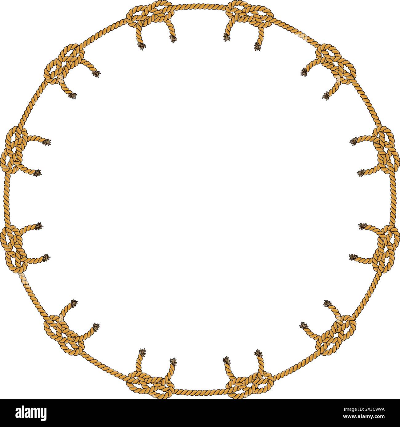 Round rope frame isolated on white background. Twisted cord Stock ...