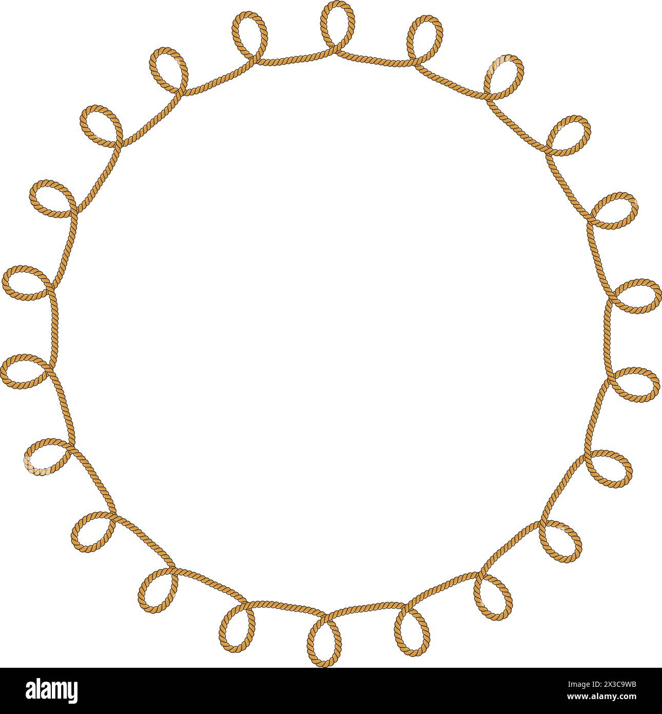 Round rope frame isolated on white background. Twisted cord Stock ...