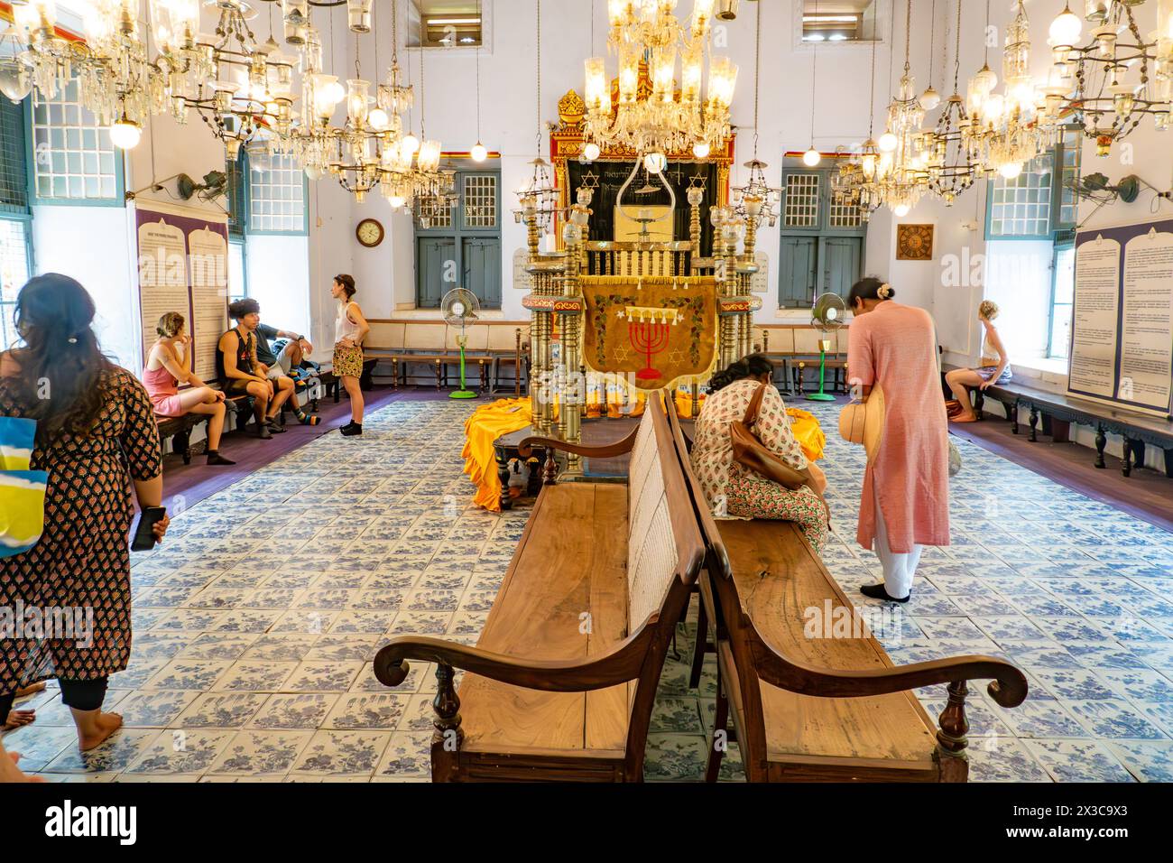 Cochi, India - March 22, 2024: people visit the Paradesi Synagogue with ...