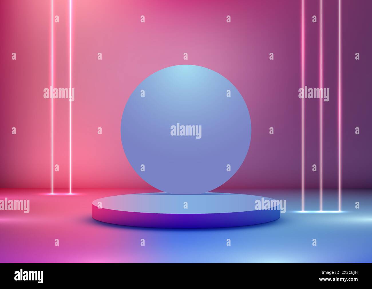 3D realistic modern technology style empty blue color podium stand ...