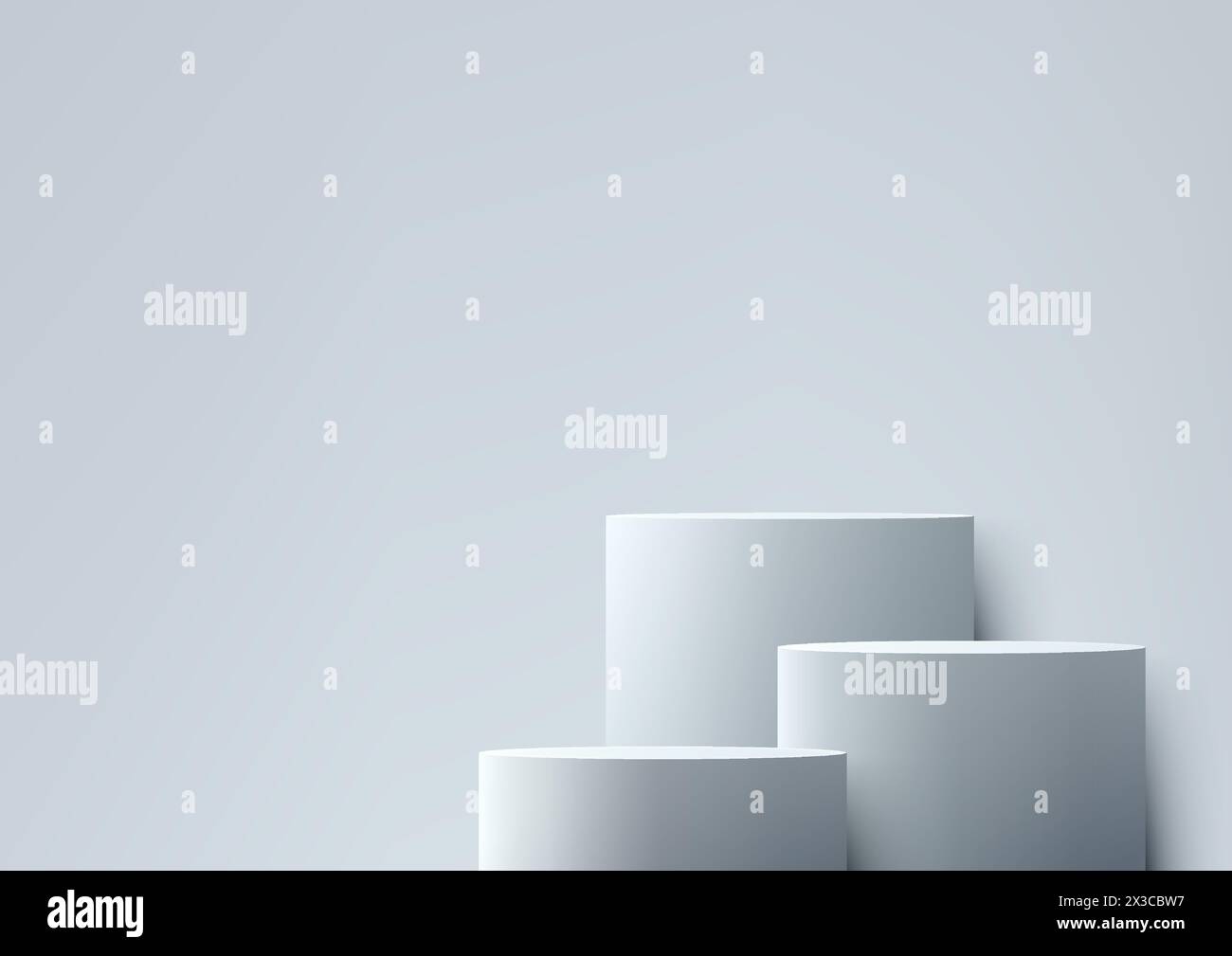 3D white three podiums in various sizes sits on a white background ...